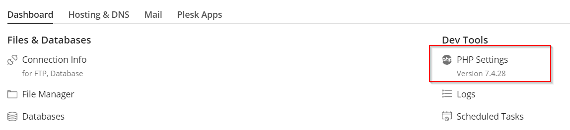 Plesk Obsidian - PHP Settings • Conetix