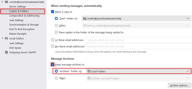 Archiving Emails in Thunderbird • Conetix