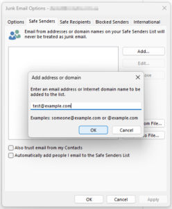 Microsoft Outlook – How to whitelist an email address • Conetix